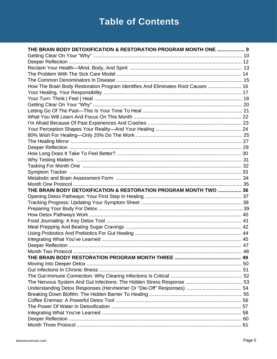 Brain and Body Detoxification and Restoration Program Workbook – BioOne Sciences
