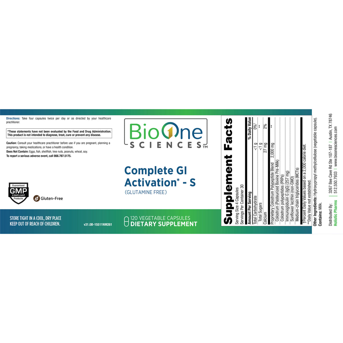 Complete GI Activation - S (Glutamine Free) | BioOne Sciences
